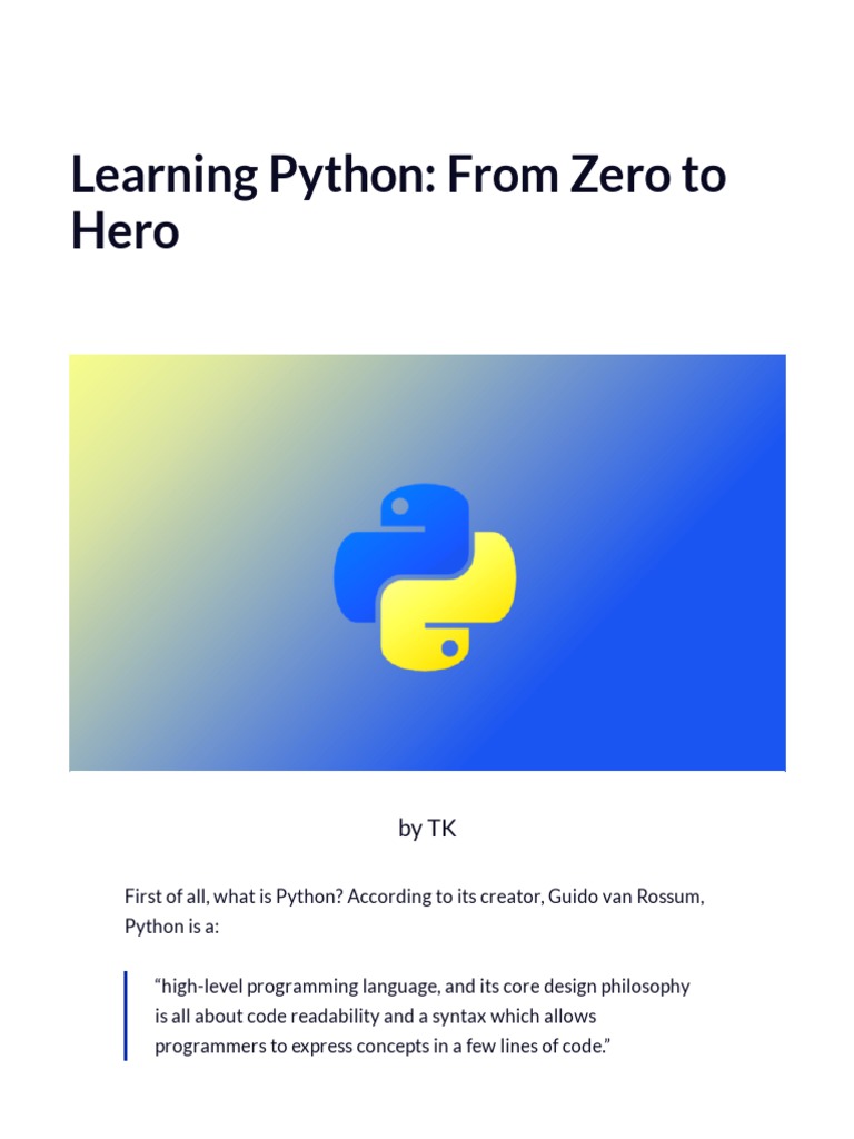 Learning Python: From Zero To Hero: by TK | Download Free PDF | Class ...
