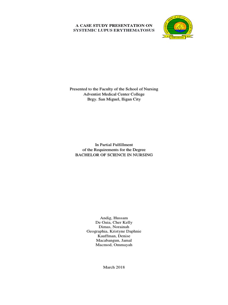 A Case Study Presentation On Systemic Lupus Erythematosus - Group 1 ...