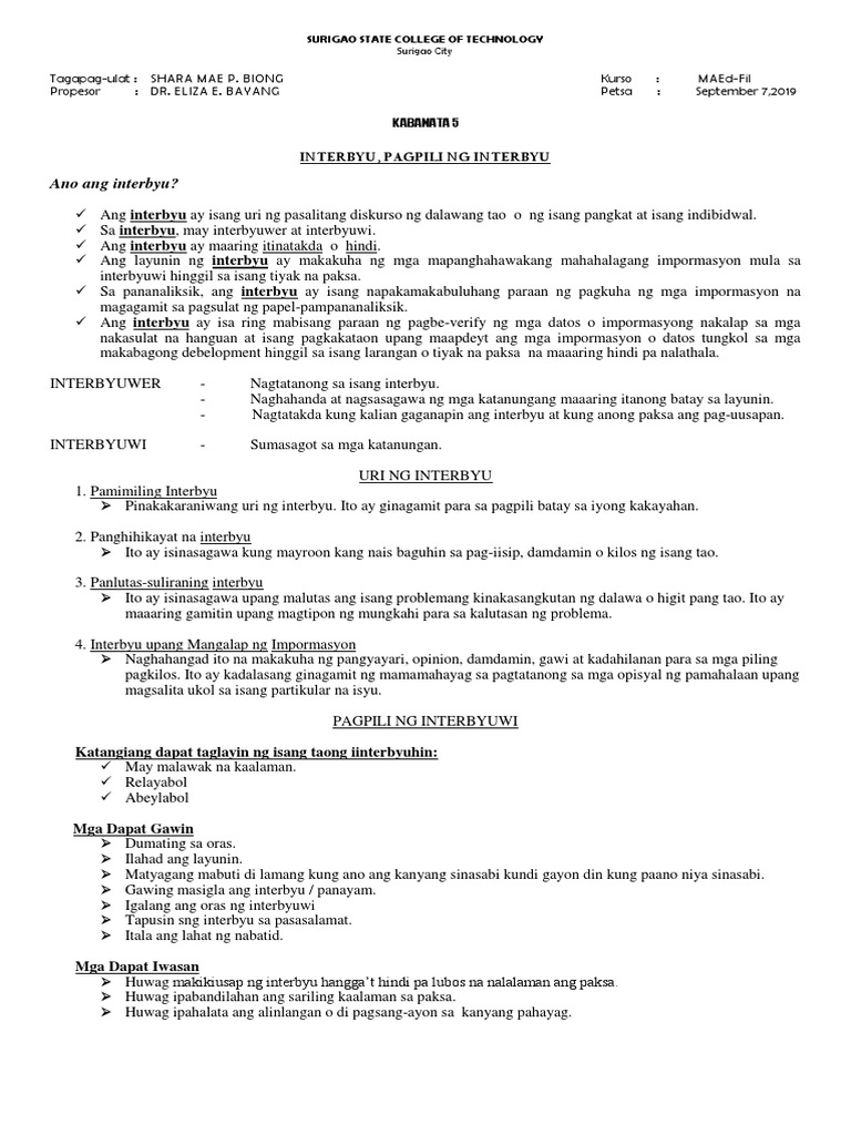 Ano Ang Interbyu?: Interbyu, Pagpili NG Interbyu | PDF