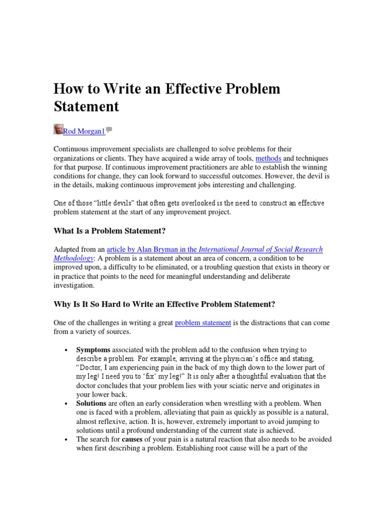 How To Write A Problem Statement | PDF | Call Centre | Physician