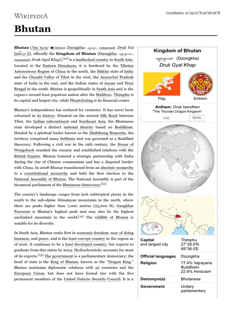 Bhutan | PDF | Bhutan