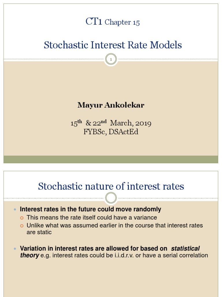 CT1 CHP 15 Stochastic Interest Rate Models | PDF | Mean | Variance