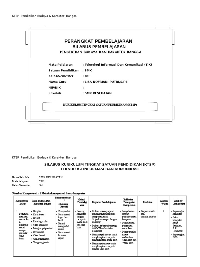 Silabus Tik SMK | PDF