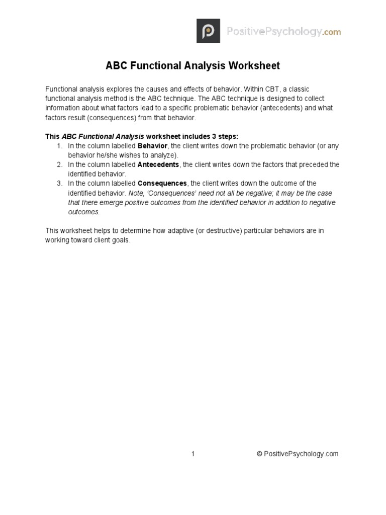 ABC Functional Analysis Worksheet | PDF | Business