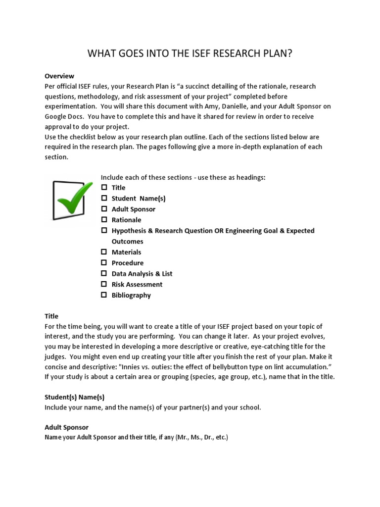 ISEF Research Plan Sample | Download Free PDF | Scientific Control ...