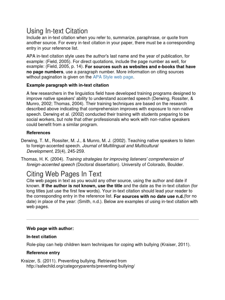 Using In-Text Citation: No Page Numbers, Use A Paragraph Number. More ...