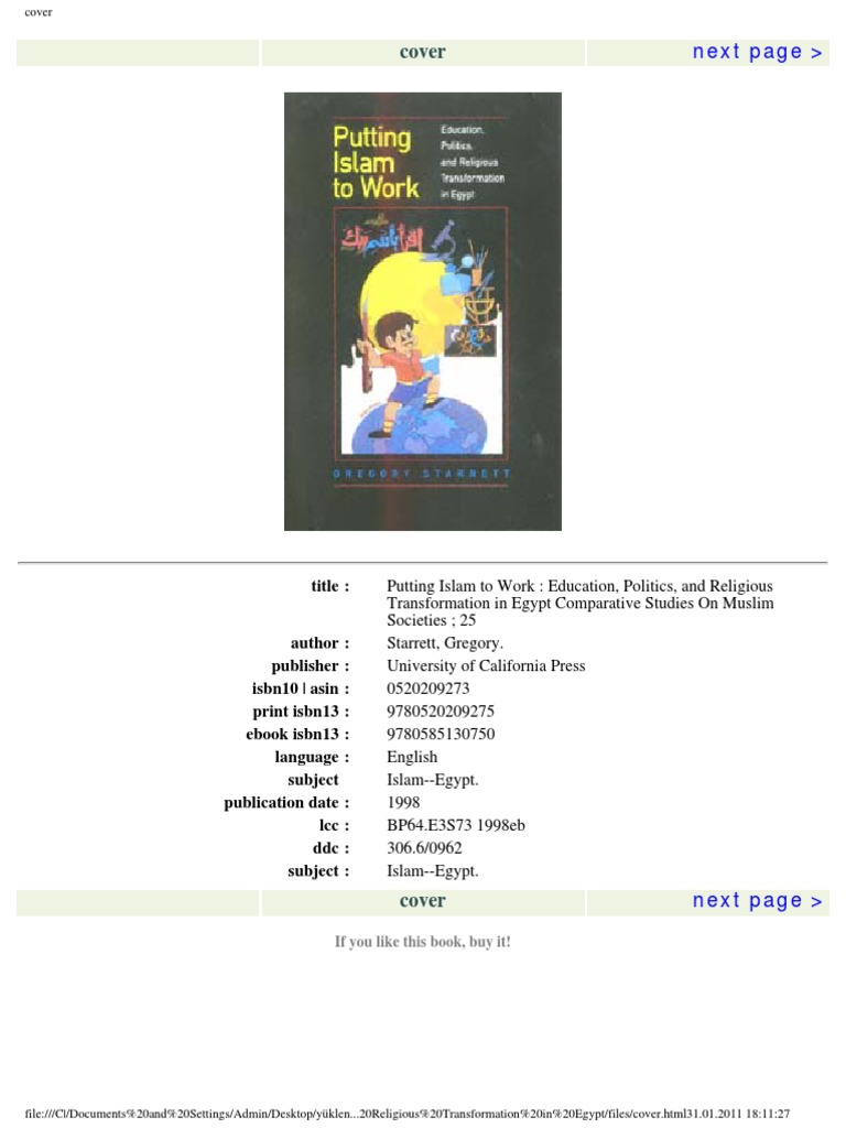 (Gregory Starrett) Putting Islam To Work Educatio (BookFi) | PDF ...