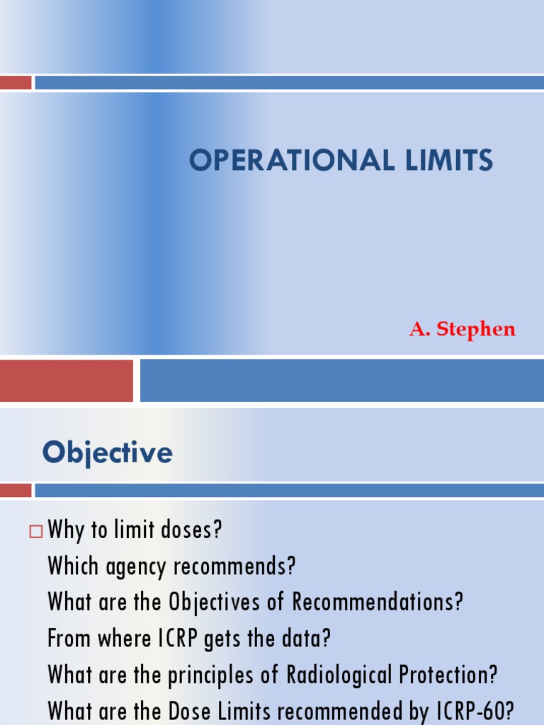 Operational Limits: A. Stephen | PDF | Radioactive Contamination ...