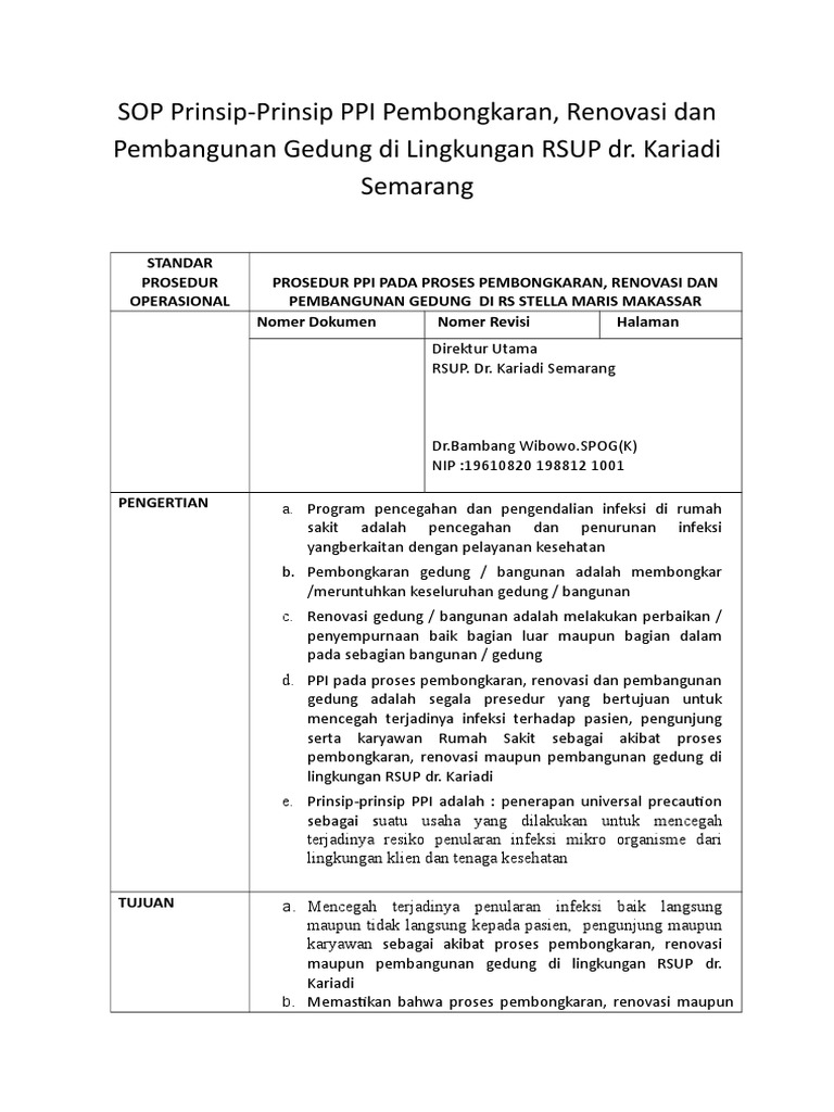SOP PPI Pembangunan Gedung RSUP | PDF | Bisnis | Teknologi & Rekayasa