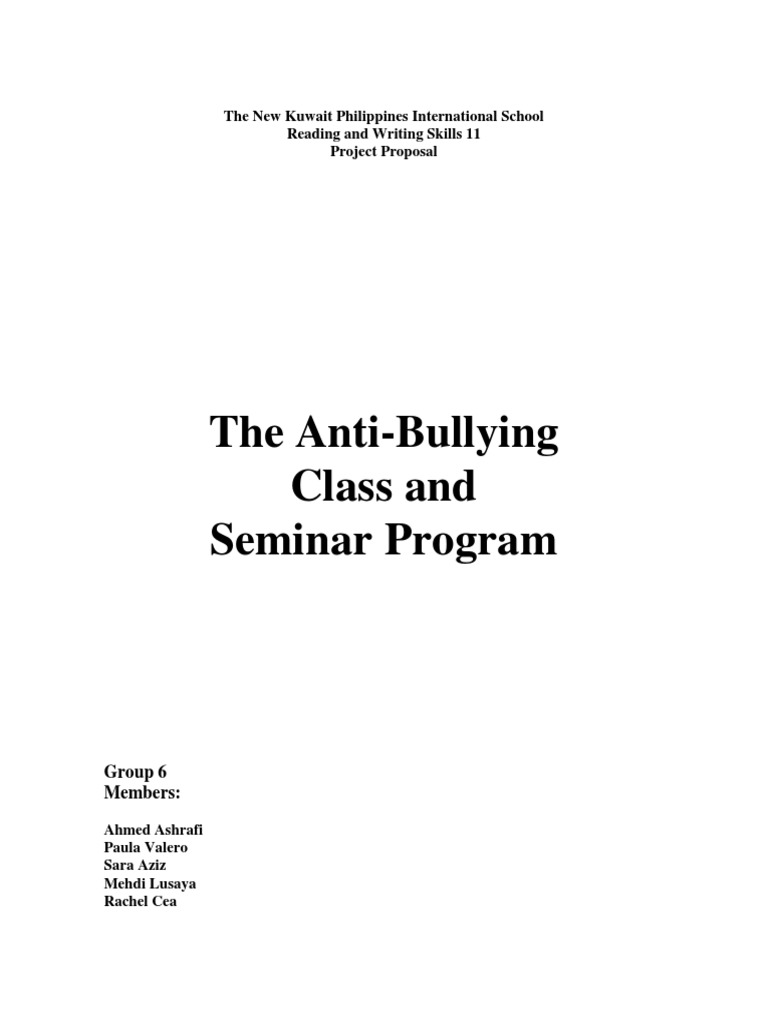 Anti-Bullying Program Proposal | PDF | Bullying | Cyberbullying