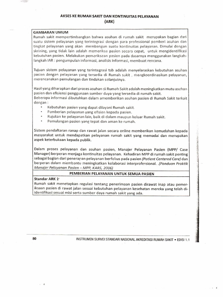 Instrumen Pokja ARK Snars Edisi 1.1 | PDF