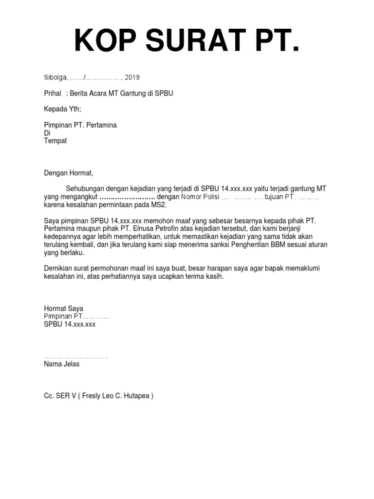 Surat BA Gantung BBM | PDF