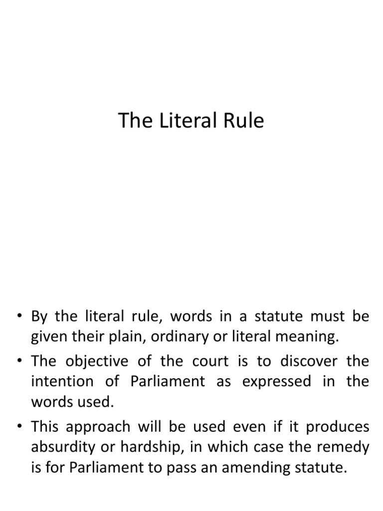 Literal Rule | PDF | Plain Meaning Rule | Prosecutor