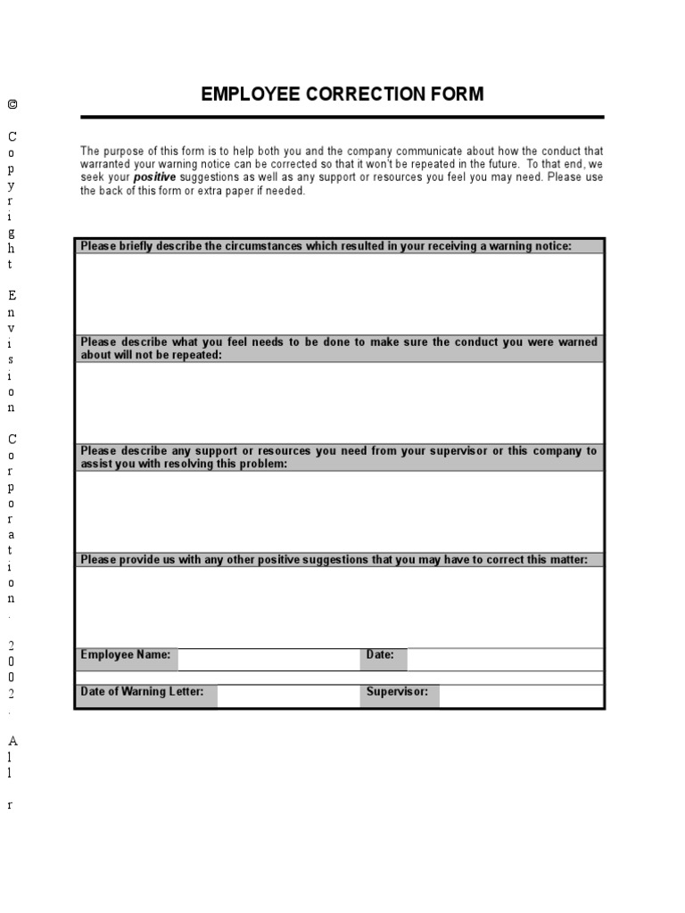 Employee Correction Form | PDF