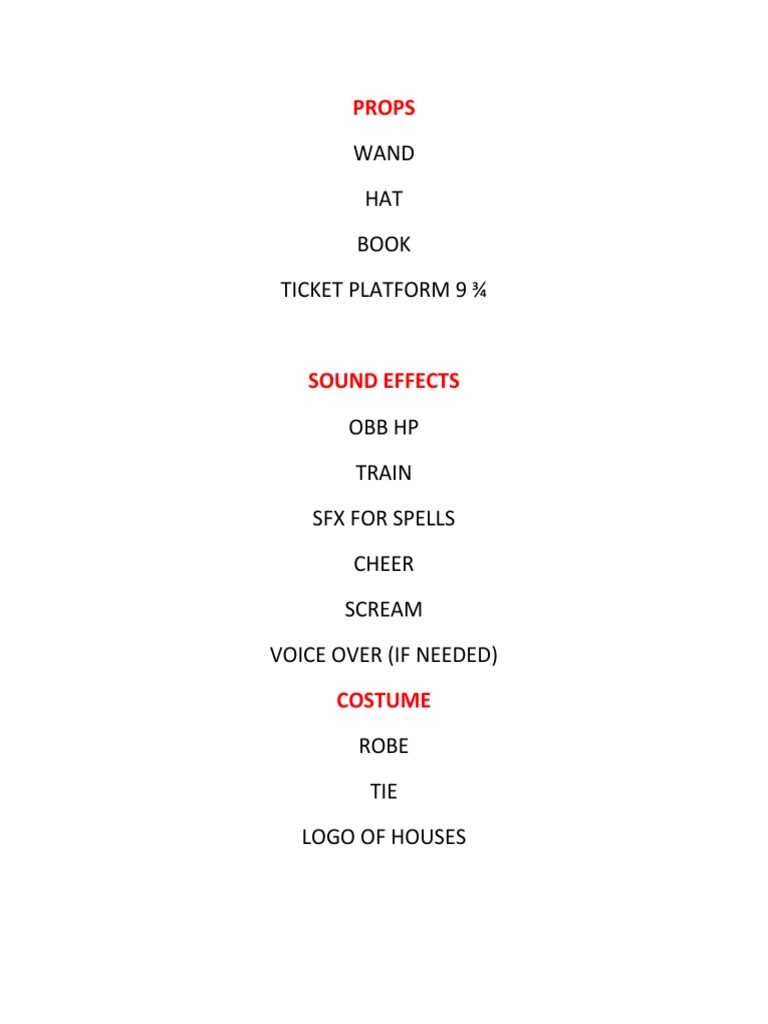 Harry Potter Props and Sound Effects | PDF