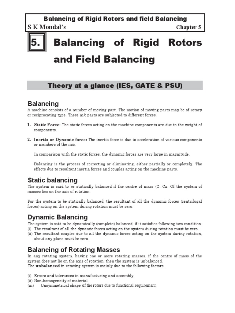 Balancing of Rigid Rotors and Field Balancing: S K Mondal's | PDF | Rotation Around A Fixed Axis ...