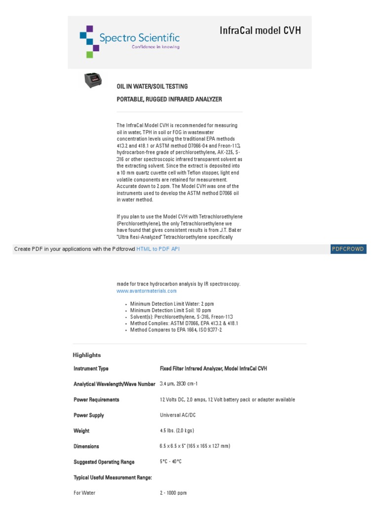 WWW Spectrosci Com Product Infracal Model CVH PrinterFriendl | PDF ...