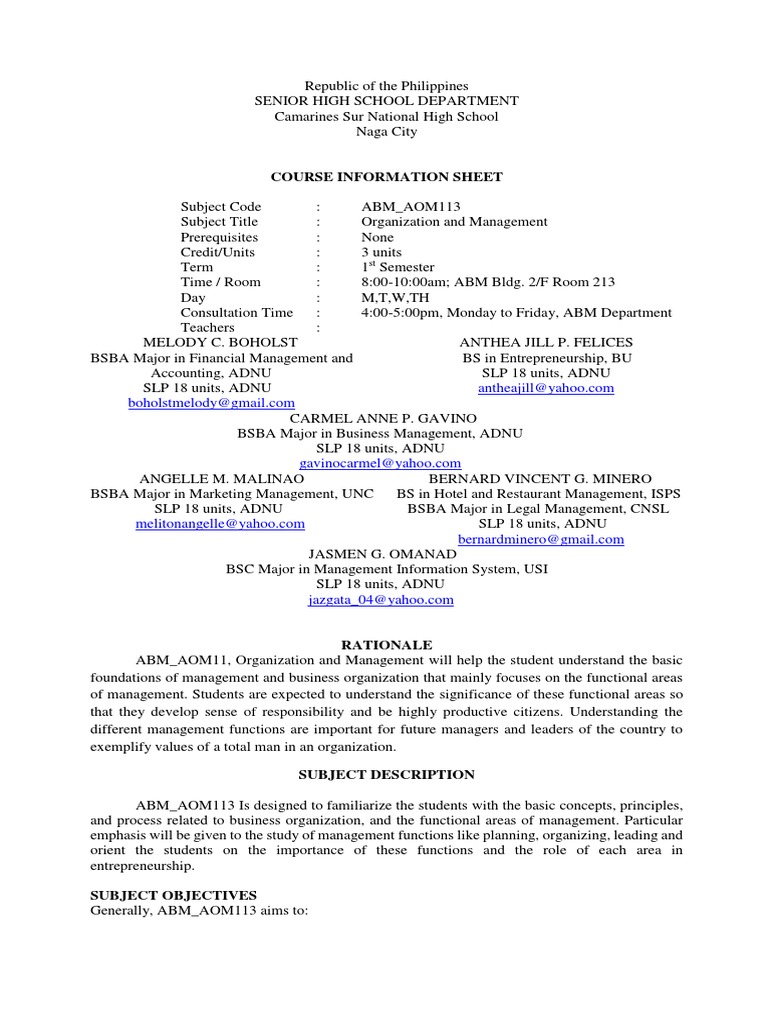 Course Information Sheet | PDF | Swot Analysis | Cognition