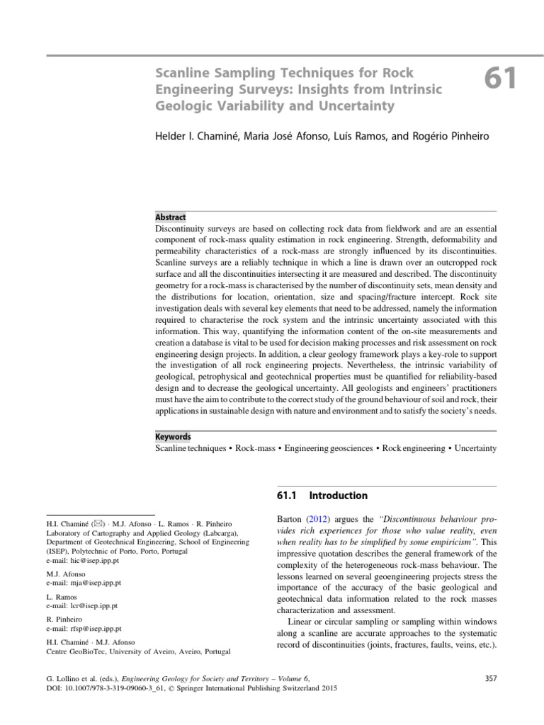 Scanline Sampling Techniques For Rock Engineering Surveys: Insights ...