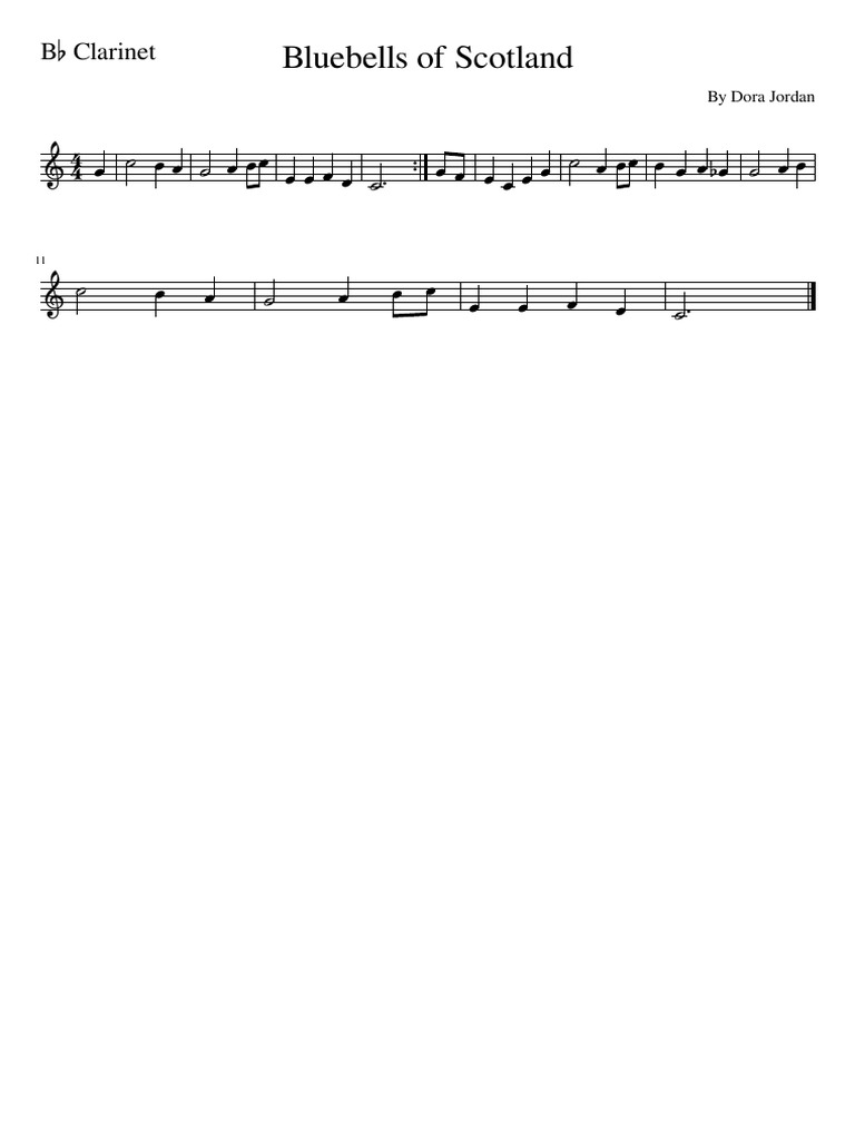 B♭ Clarinet Sheet Music: Bluebells of Scotland | PDF