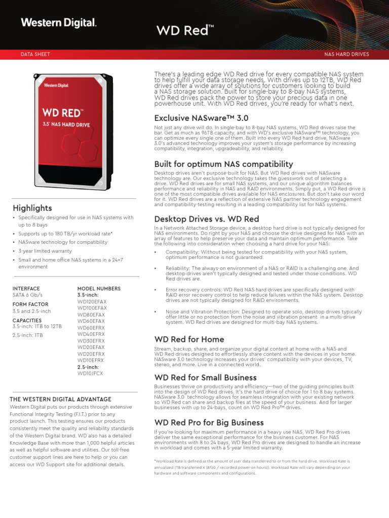 Data Sheet Western Digital WD Red HDD 2879 800002 | PDF | Hard Disk ...