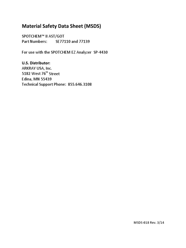Material Safety Data Sheet (MSDS) : U.S. Distributor | PDF | Toxicity ...