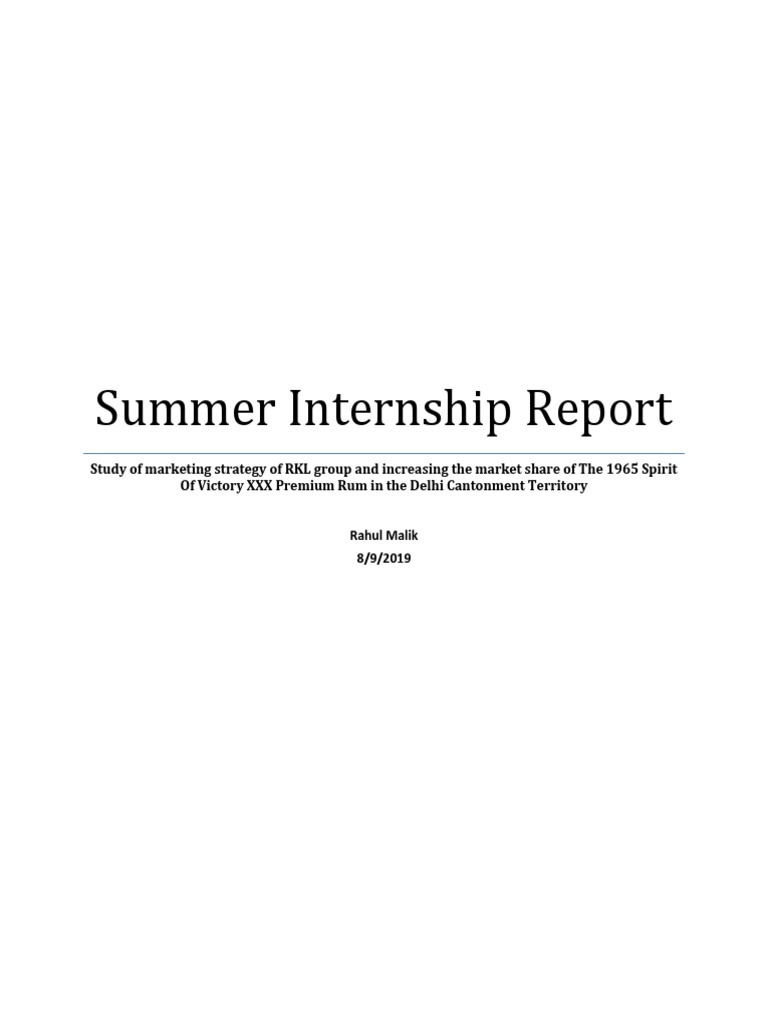 Summer Internship Report PDF | PDF | Alcoholic Drinks | Beverages