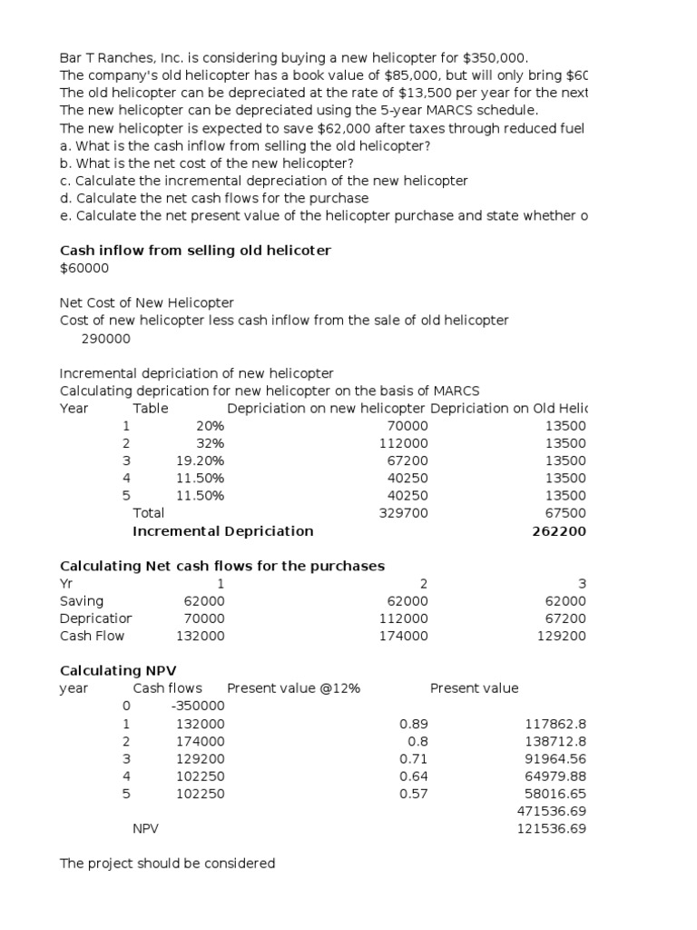 NPV - Helicopter | PDF | Depreciation | Net Present Value