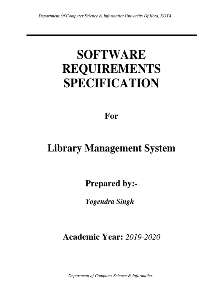 Software Requirements Specification: Library Management System | PDF | User (Computing) | Databases