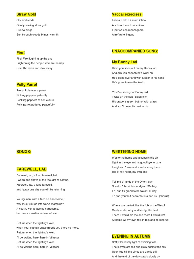 Evan's Grade 2 Songs | PDF