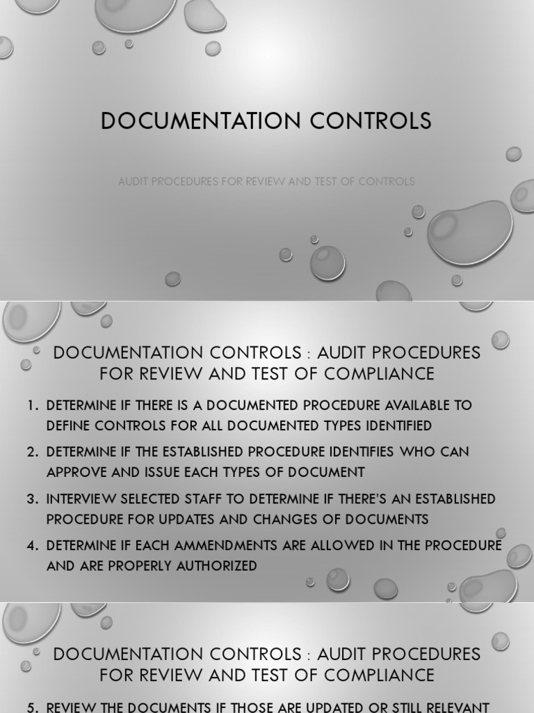 Documentation Controls: Audit Procedures For Review and Test of ...