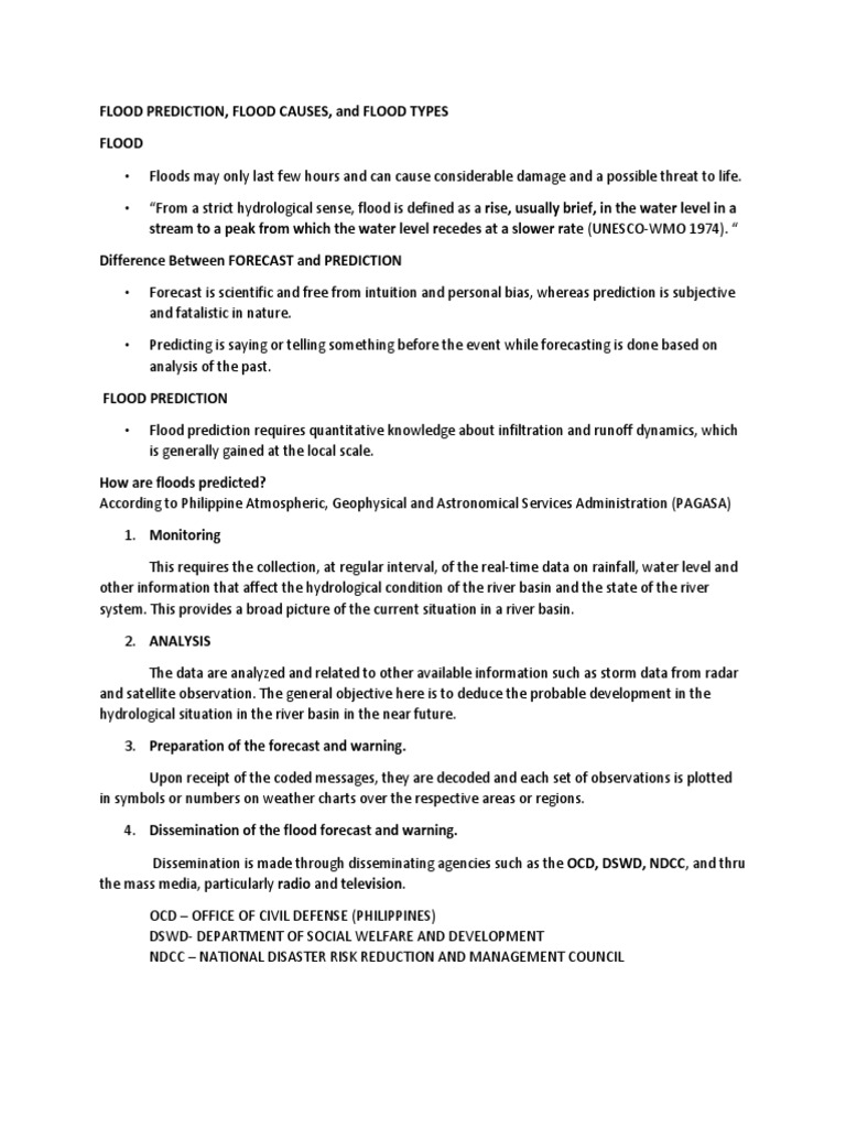 Flood Prediction, Flood Causes, and Flood Types Flood | PDF | Storm ...