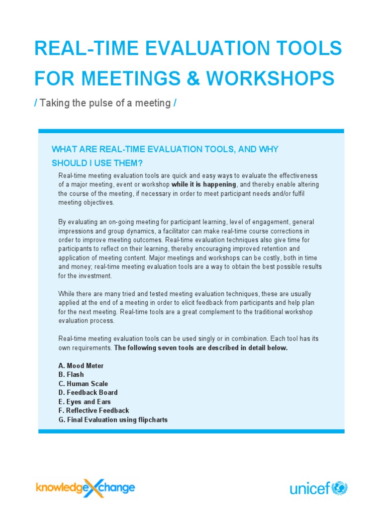 Real-Time Evaluation Tools For Meetings & Workshops: Taking The Pulse ...