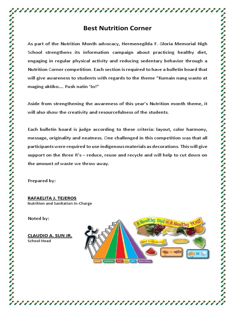 Best Nutrition Corner: Rafaelita J. Tejeros | PDF