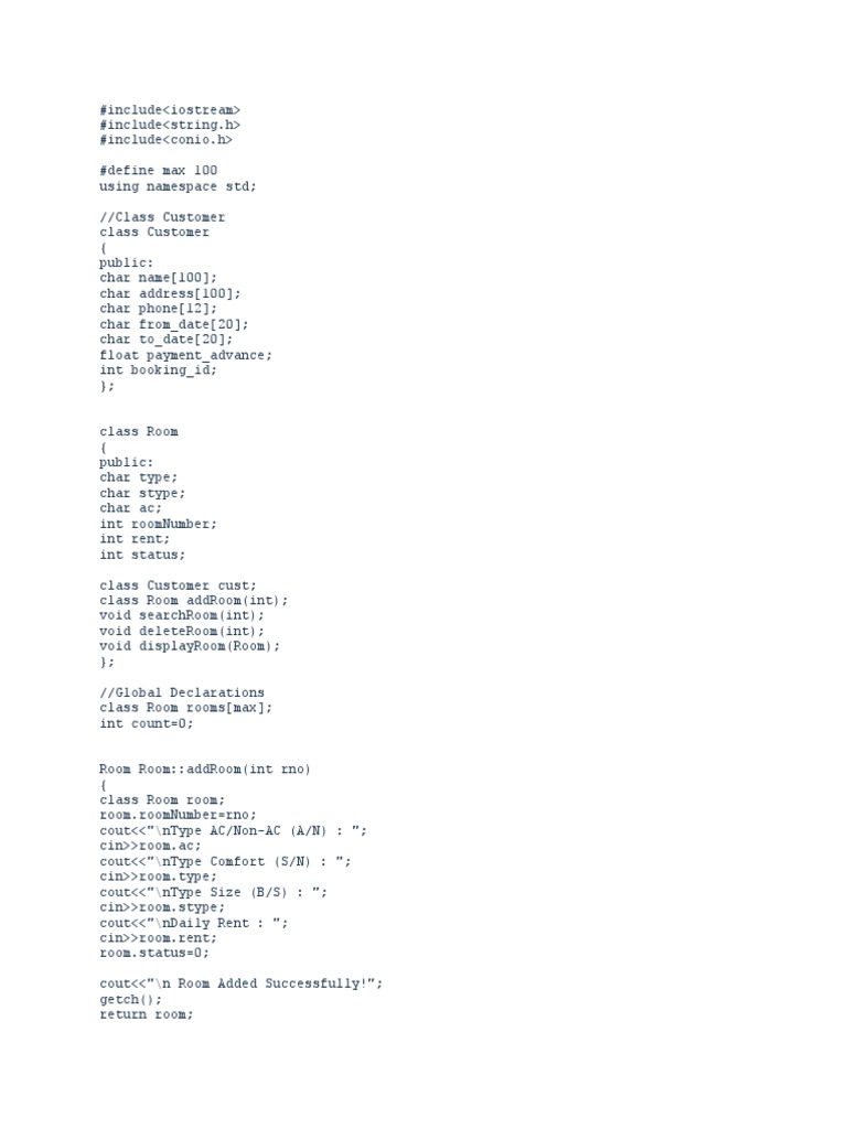Hotel Management1 | PDF | Computer Programming | Object Oriented Programming