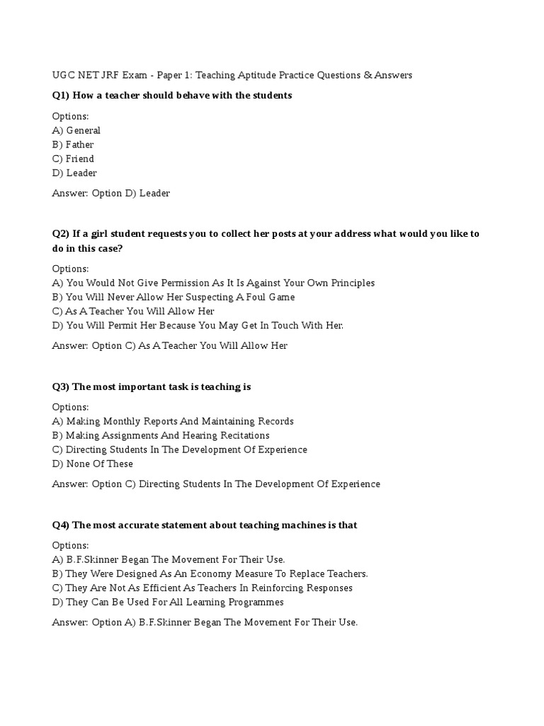 Ugc Net First Paper | PDF | Lecture | Teachers