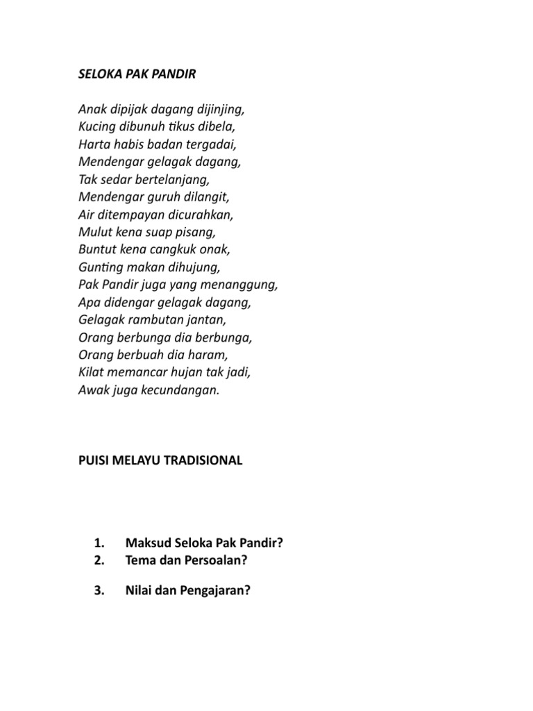 Seloka Pak Pandir | PDF