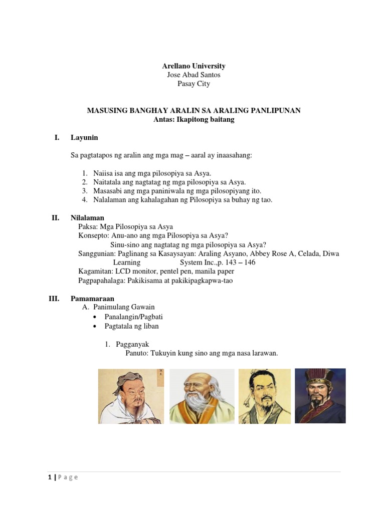 LP - AP 7 - Pilosopiya Sa Asya - Semi Detailed | PDF