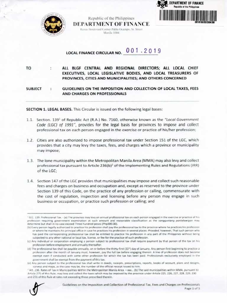 Local Finance Circular No. 001-2019 | PDF