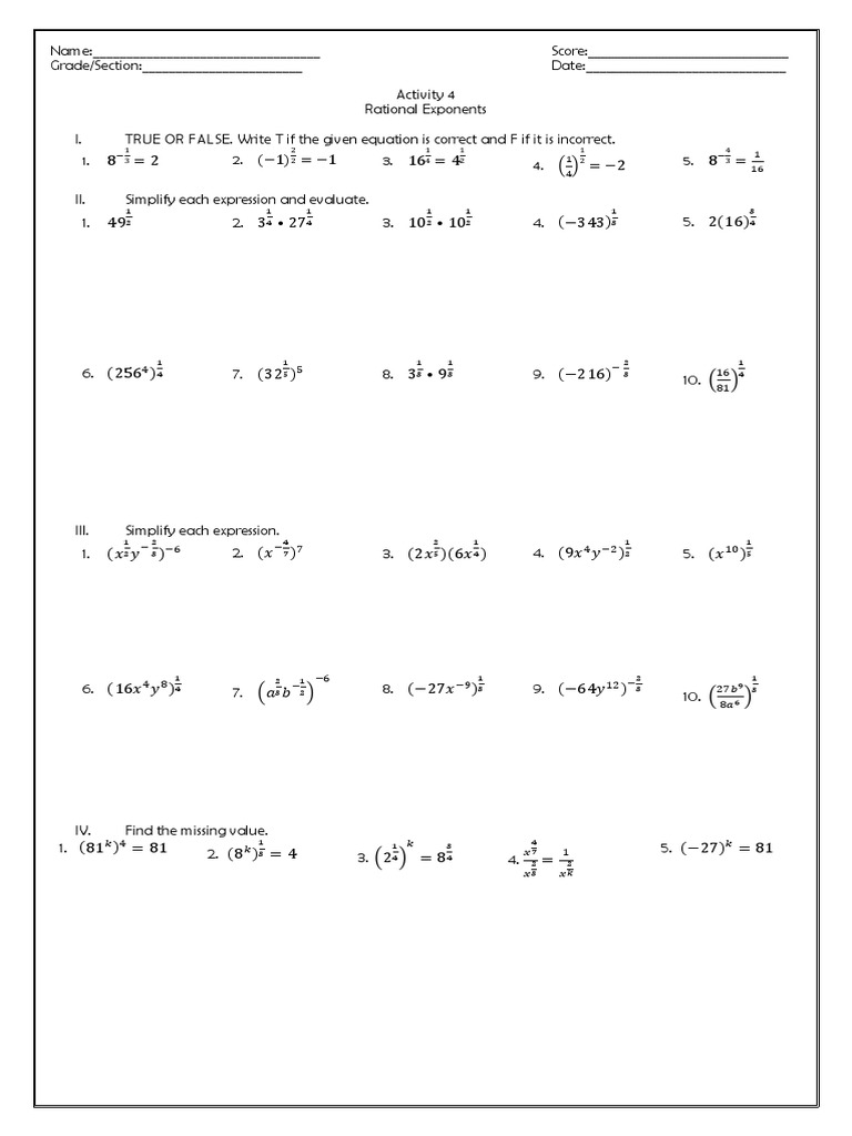 Rational Exponents | PDF | Teaching Mathematics | Mathematical Objects