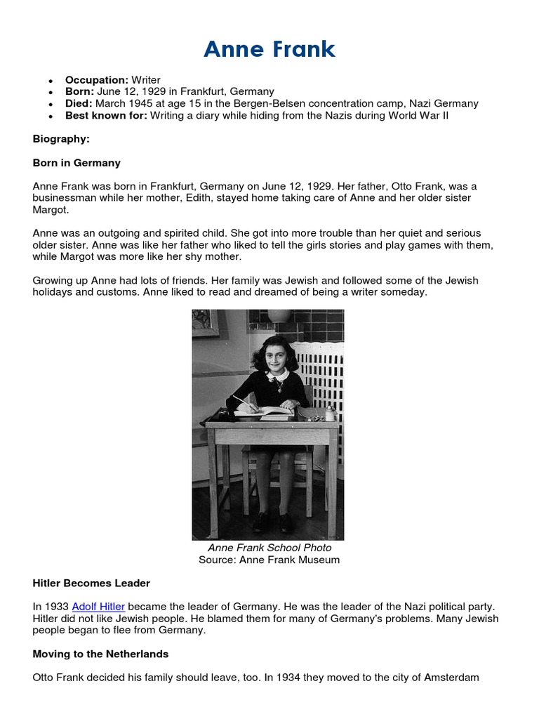 Anne Frank: A Young Girl's Diary of Life in Hiding | PDF | Anne Frank ...