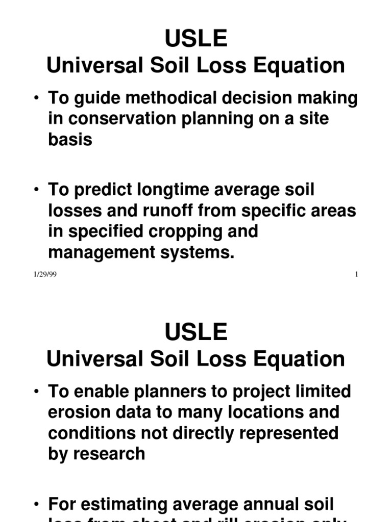 Guide to the Universal Soil Loss Equation (USLE | PDF | Erosion | Landscape