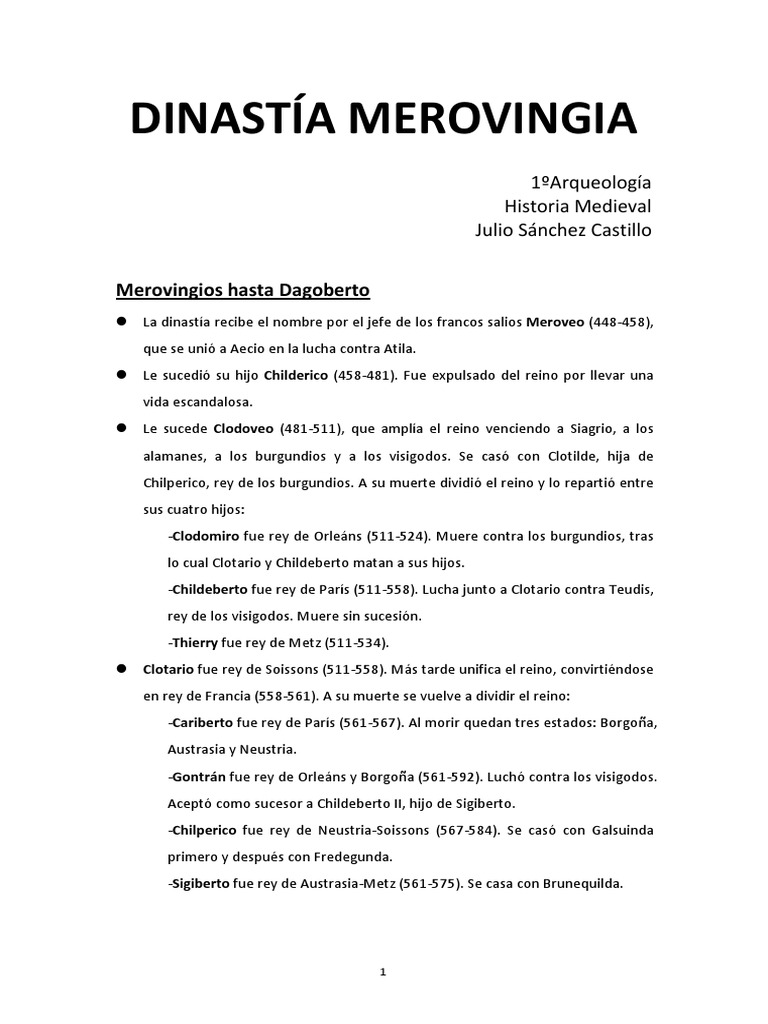 Dinastía Merovingia | PDF | Regalías | Edad Media Temprana
