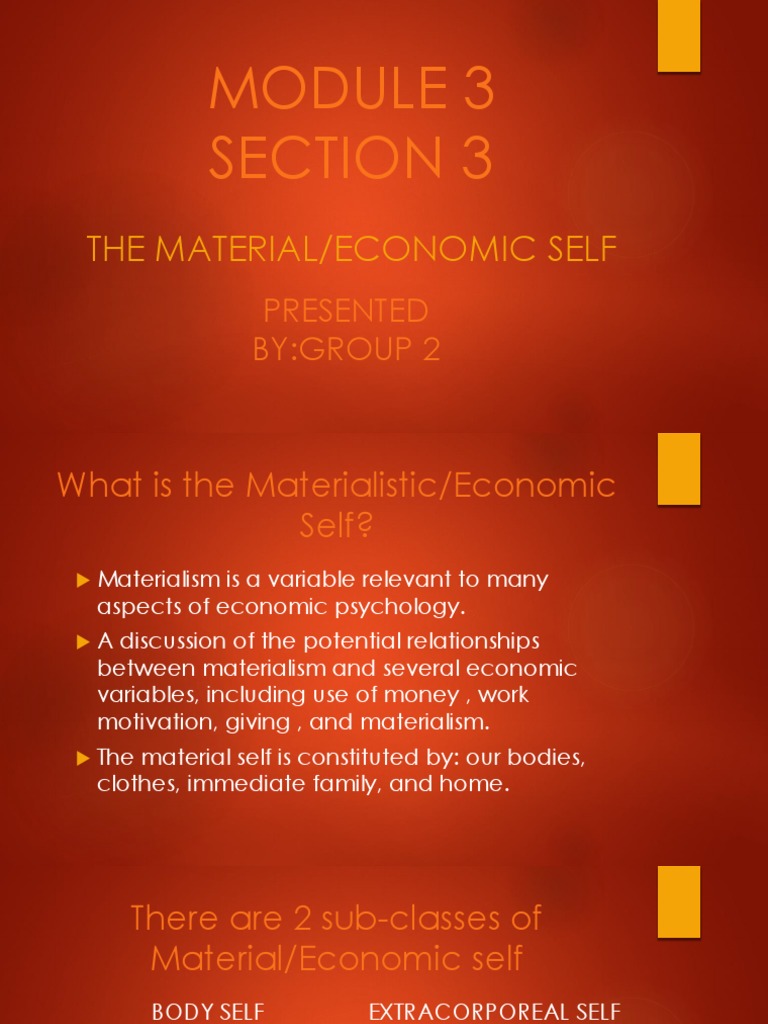 Section 3: The Material/Economic Self | PDF