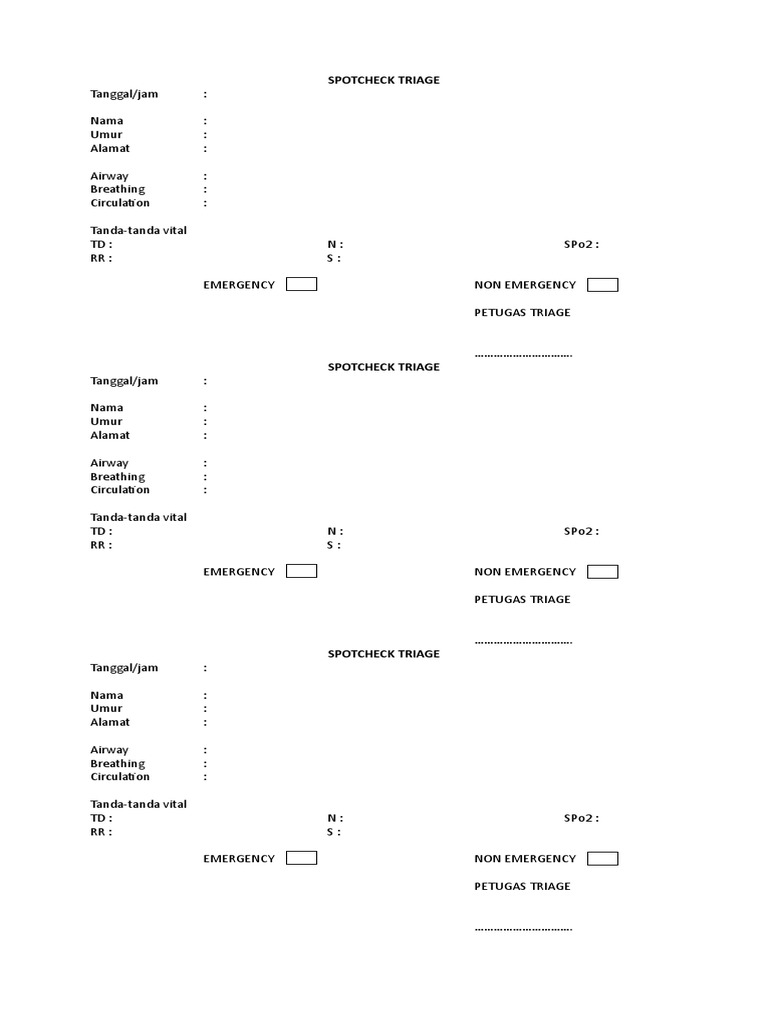 Spot Check Triage Form | PDF