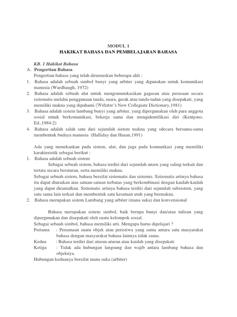 PDGK 4204 Modul 1 Pend. Bhs Indonesia SD | PDF
