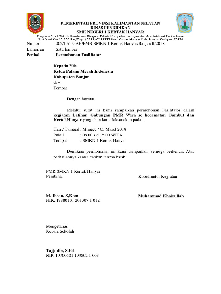 Surat Permohonan Fasilitator | PDF