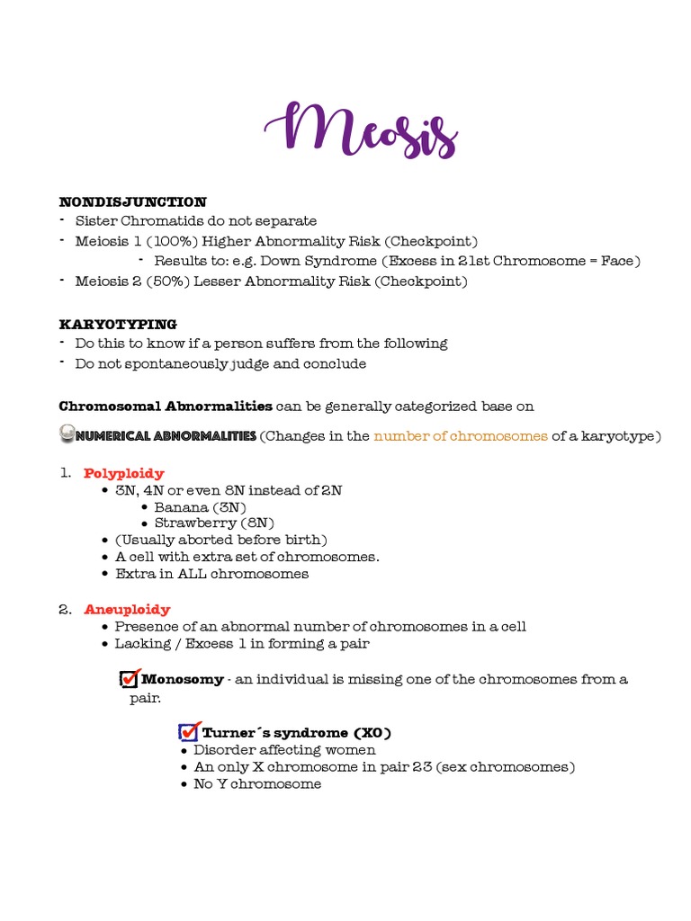 Meosis: Nondisjunction | Download Free PDF | Meiosis | Mitosis