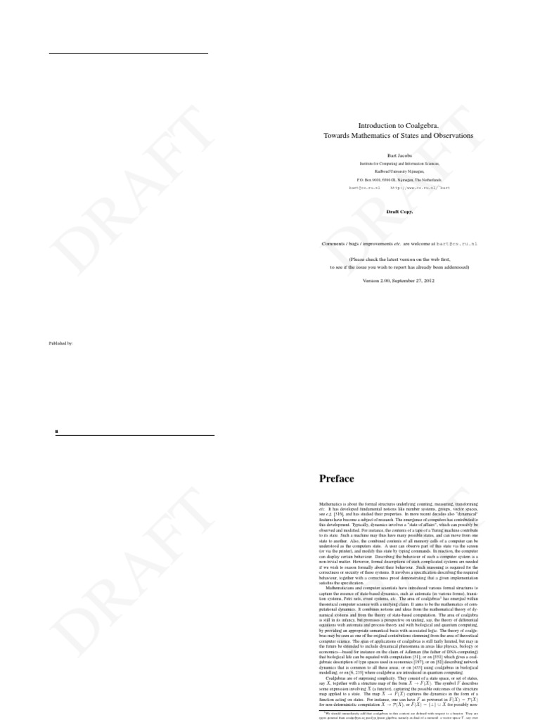 Jacobs Co Algebra Intro | PDF | Category Theory | Theory