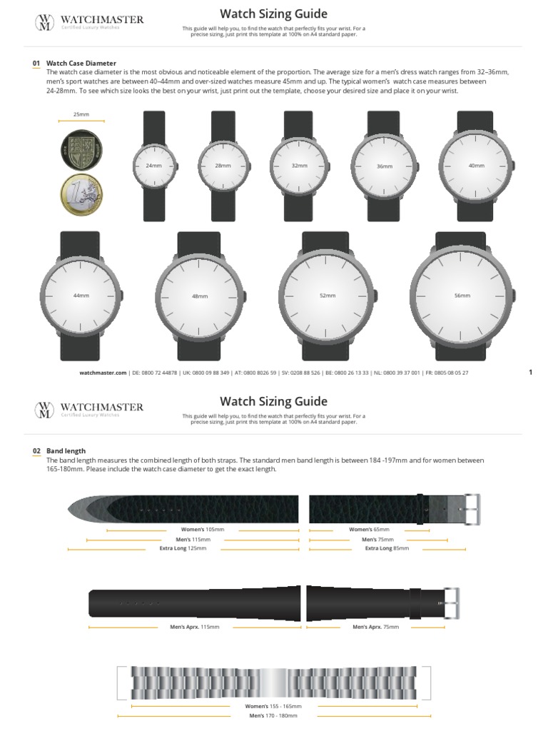 Watch Sizing Guide and Chart | PDF